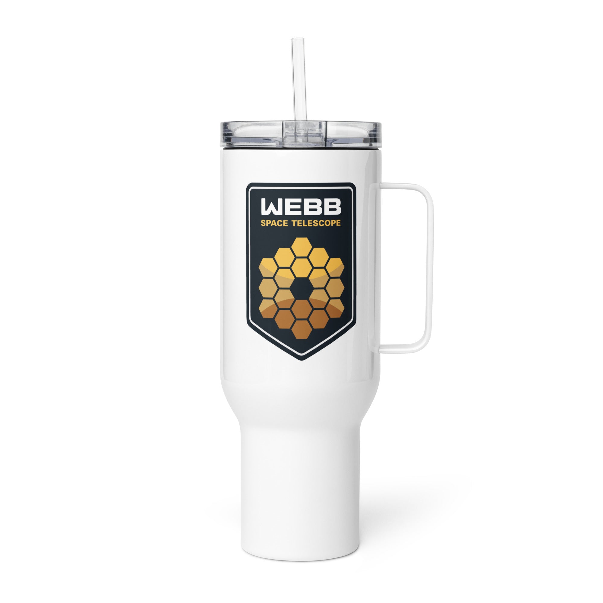 Webb Shield Travel mug with a handle – TCB OnDemand